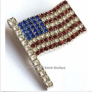 Boutique Collection | Jewelry | Silver Crystal Usa Flag Pin Brooch ...